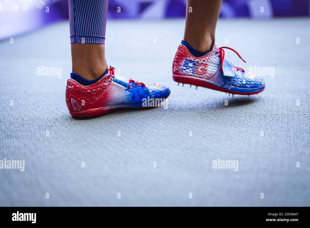 Rachel Glenn participating in the high jump at the Paris 2024 Olympic ...