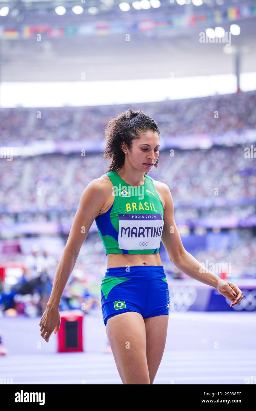 Valdiléia Martins participating in the high jump at the Paris 2024 ...
