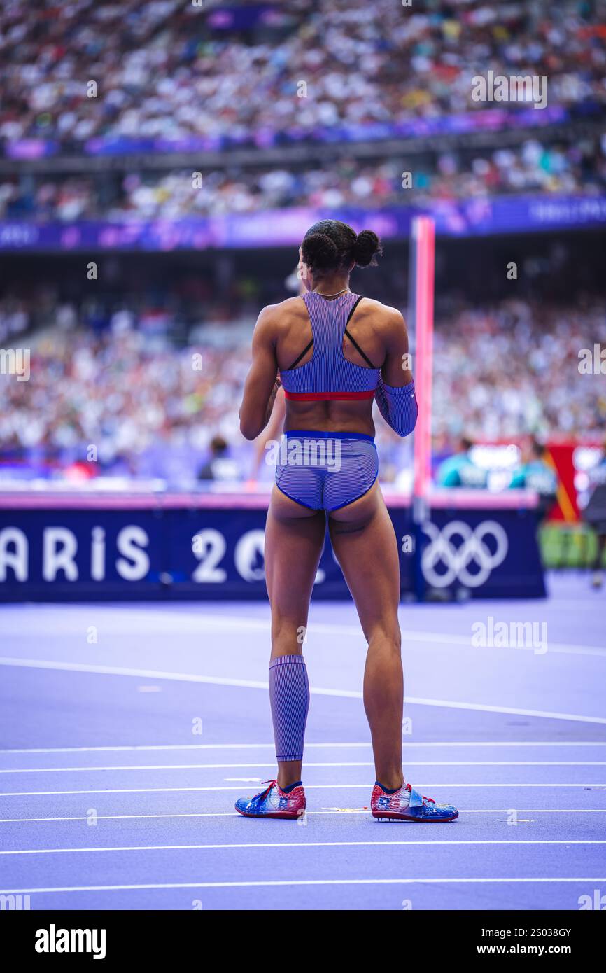 Rachel Glenn participating in the high jump at the Paris 2024 Olympic Games Stock Photo - Alamy