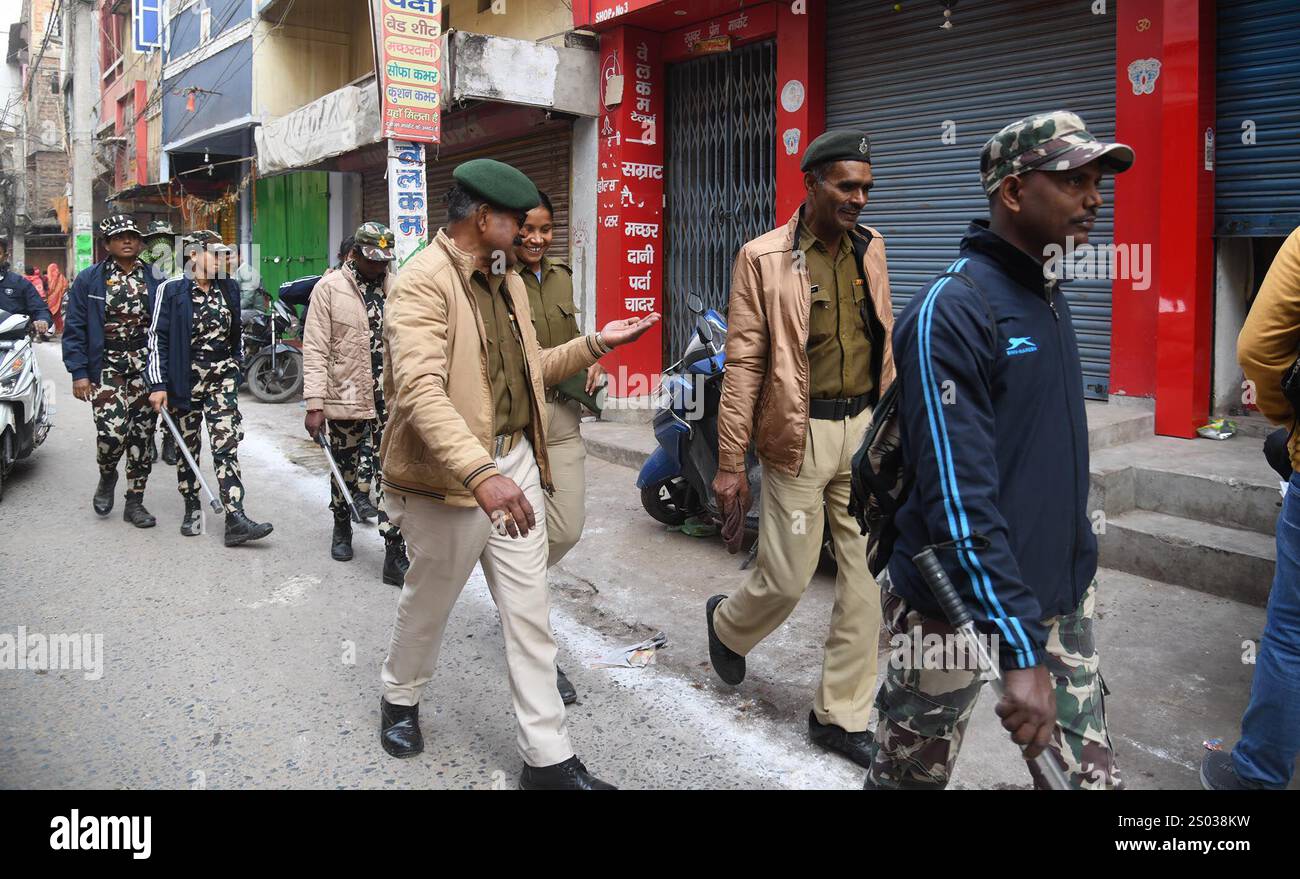 PATNA, INDIA - DECEMBER 23: Police personnel patrolling as tension ...