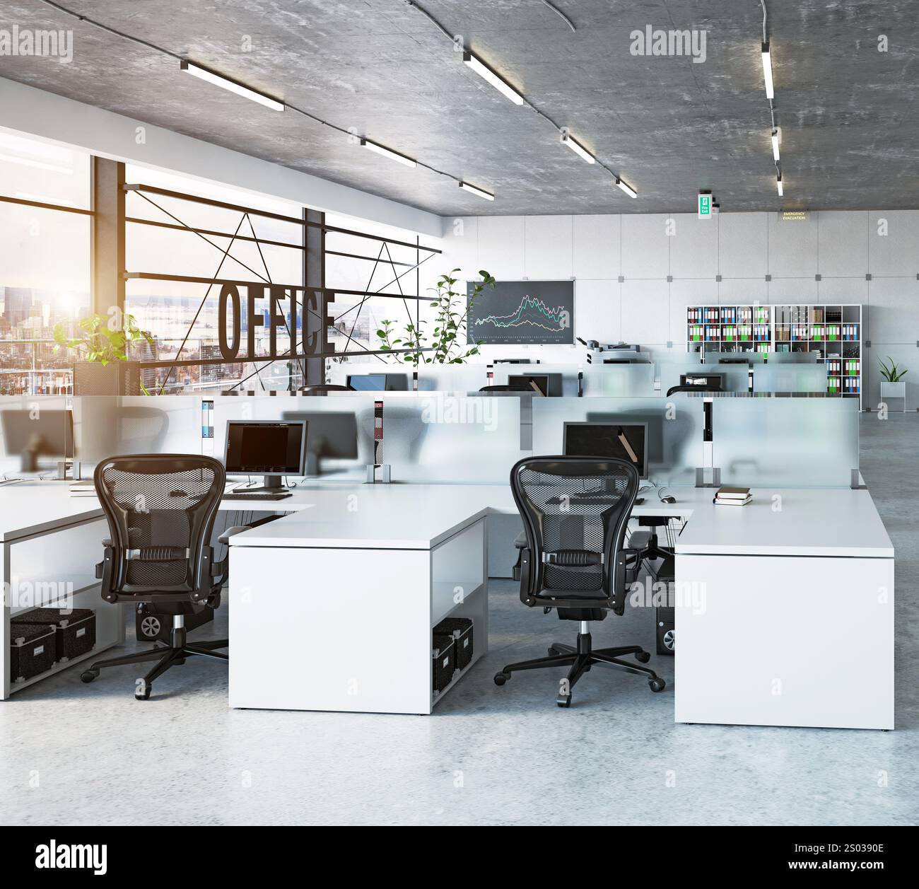 modern office interior, 3d rendering business concept design Stock ...