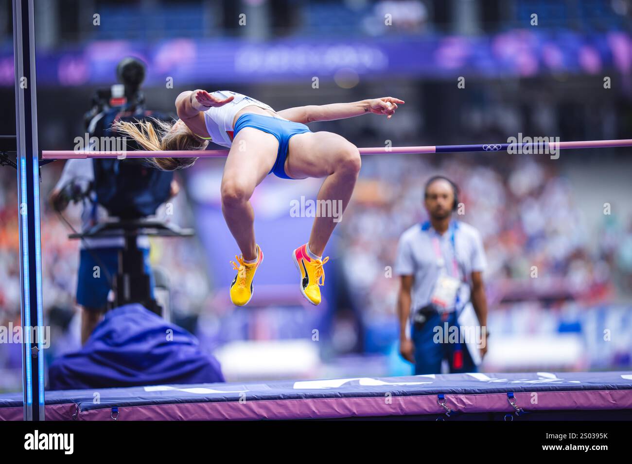 Michaela Hrubá participating in the high jump at the Paris 2024 Olympic Games Stock Photo - Alamy
