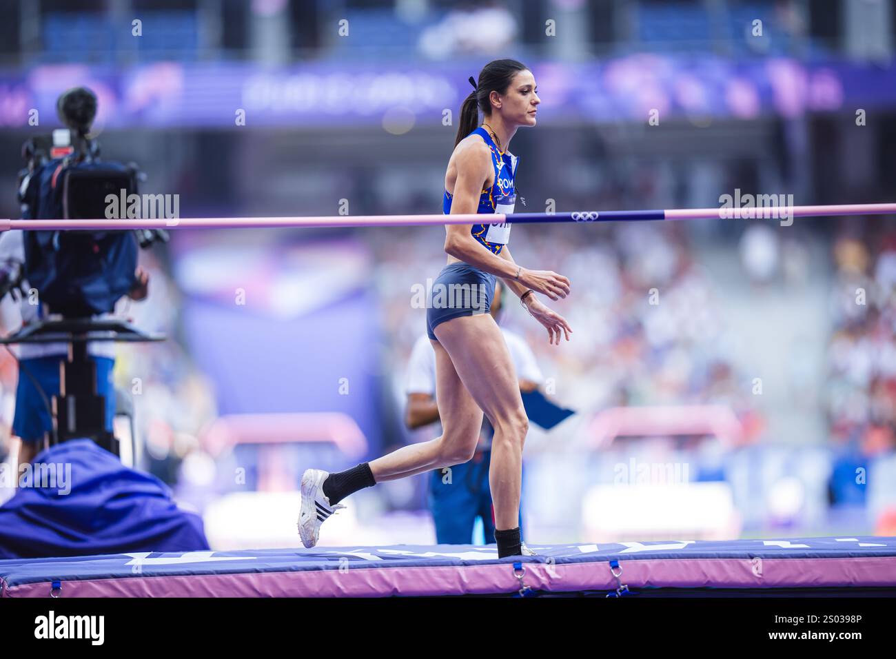Daniela Stanciu participating in the high jump at the Paris 2024 ...