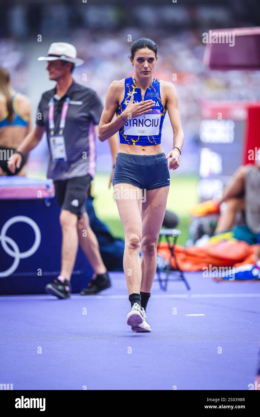 Daniela Stanciu participating in the high jump at the Paris 2024 ...