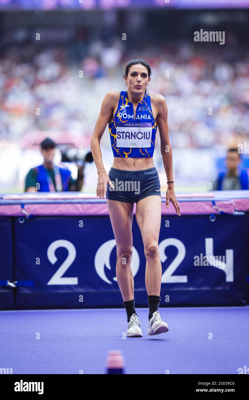 Daniela Stanciu participating in the high jump at the Paris 2024 ...
