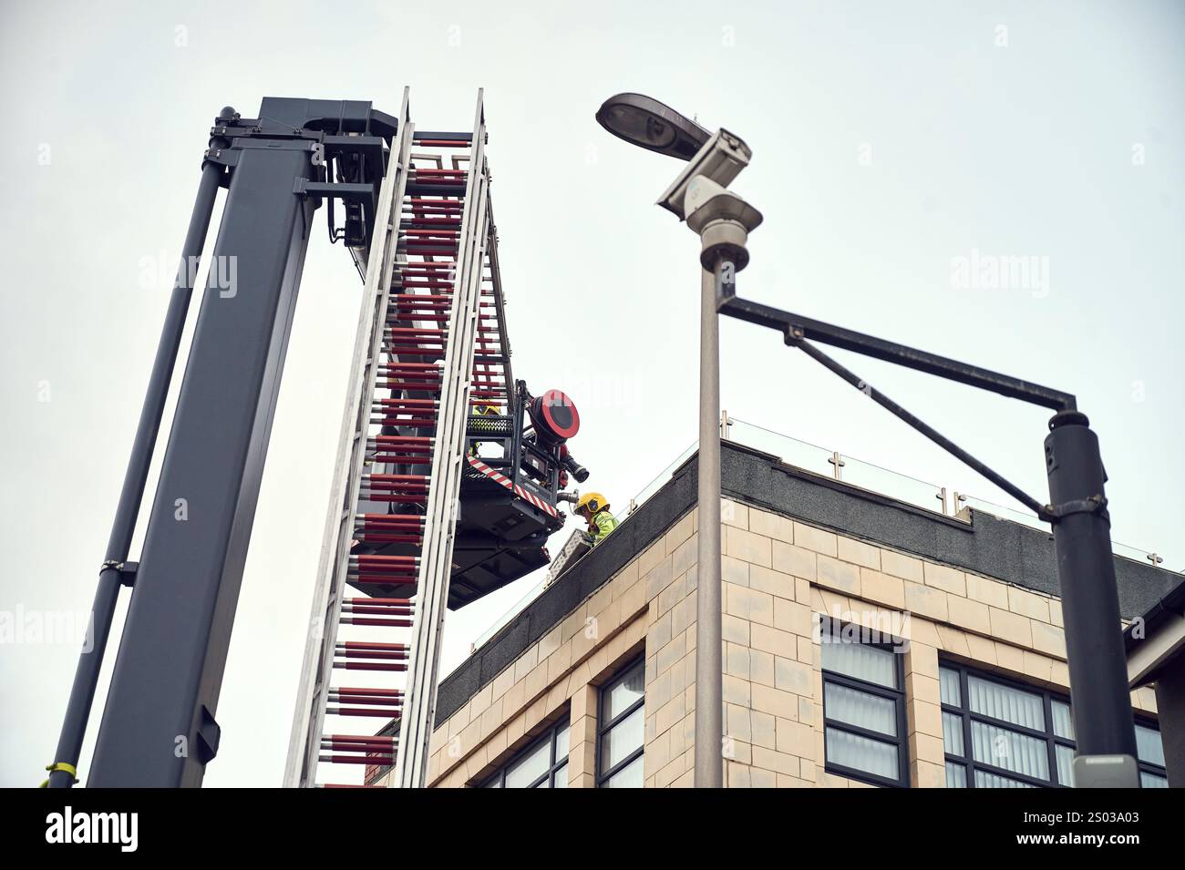 Storm damage to art deco apartment block in Blackpool town centre Stock Photo - Alamy