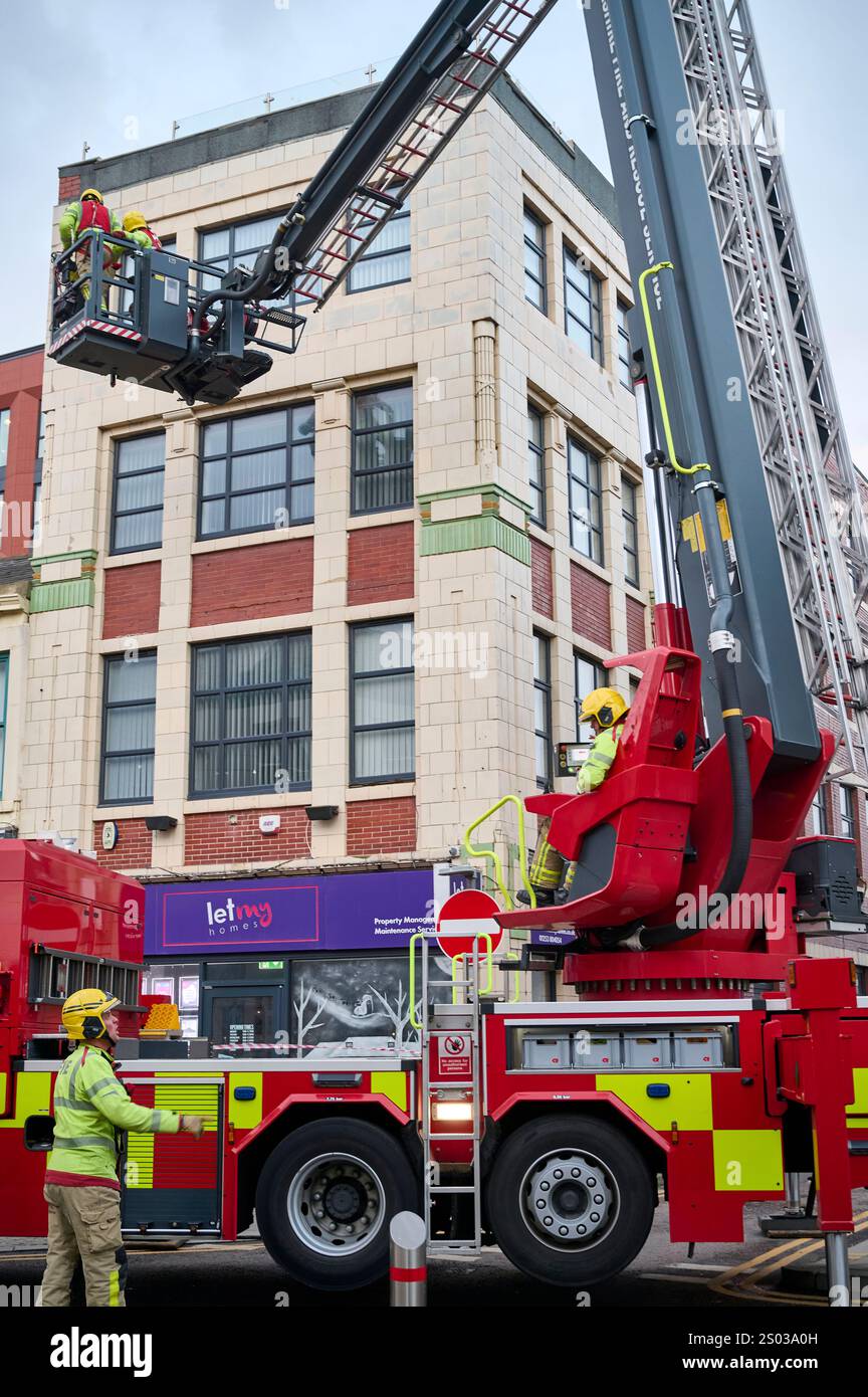 Storm damage to art deco apartment block in Blackpool town centre Stock Photo - Alamy