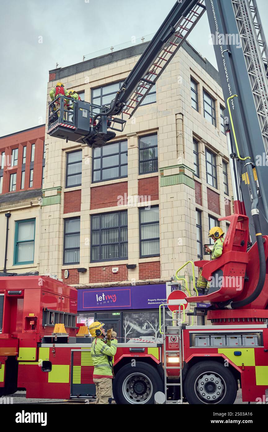Storm damage to art deco apartment block in Blackpool town centre Stock Photo - Alamy