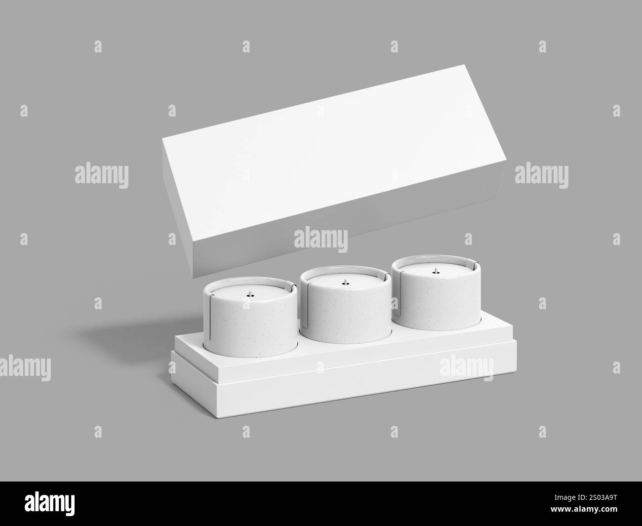 White Blank Three Candle Jar and Box Packaging Mockup 3D Stock Photo ...