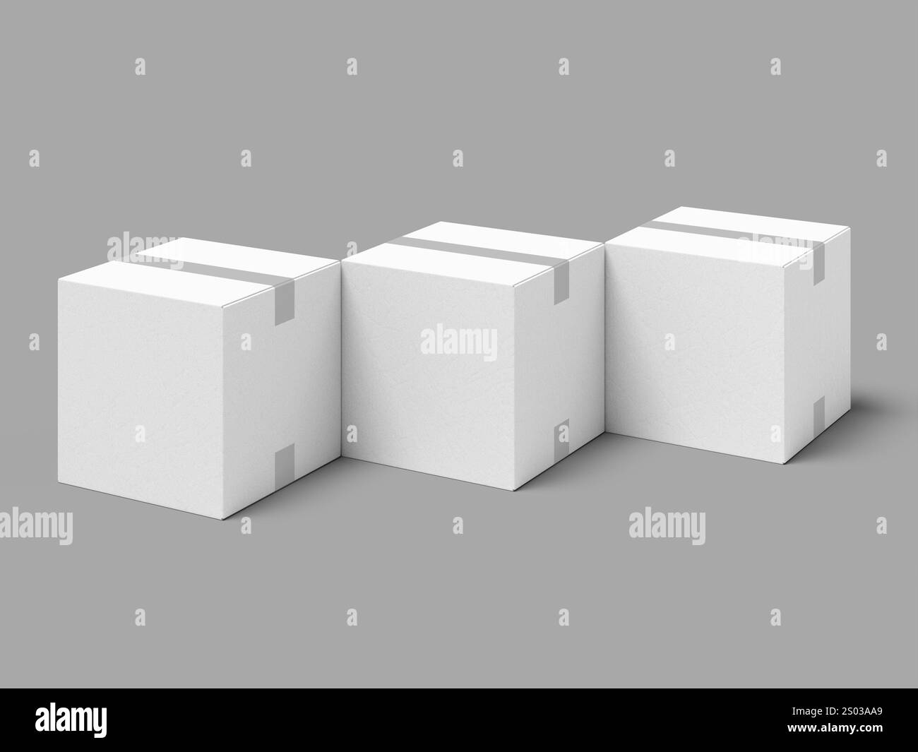 Three Square Box Mockup 3D Rendering For Delivery Stock Photo - Alamy