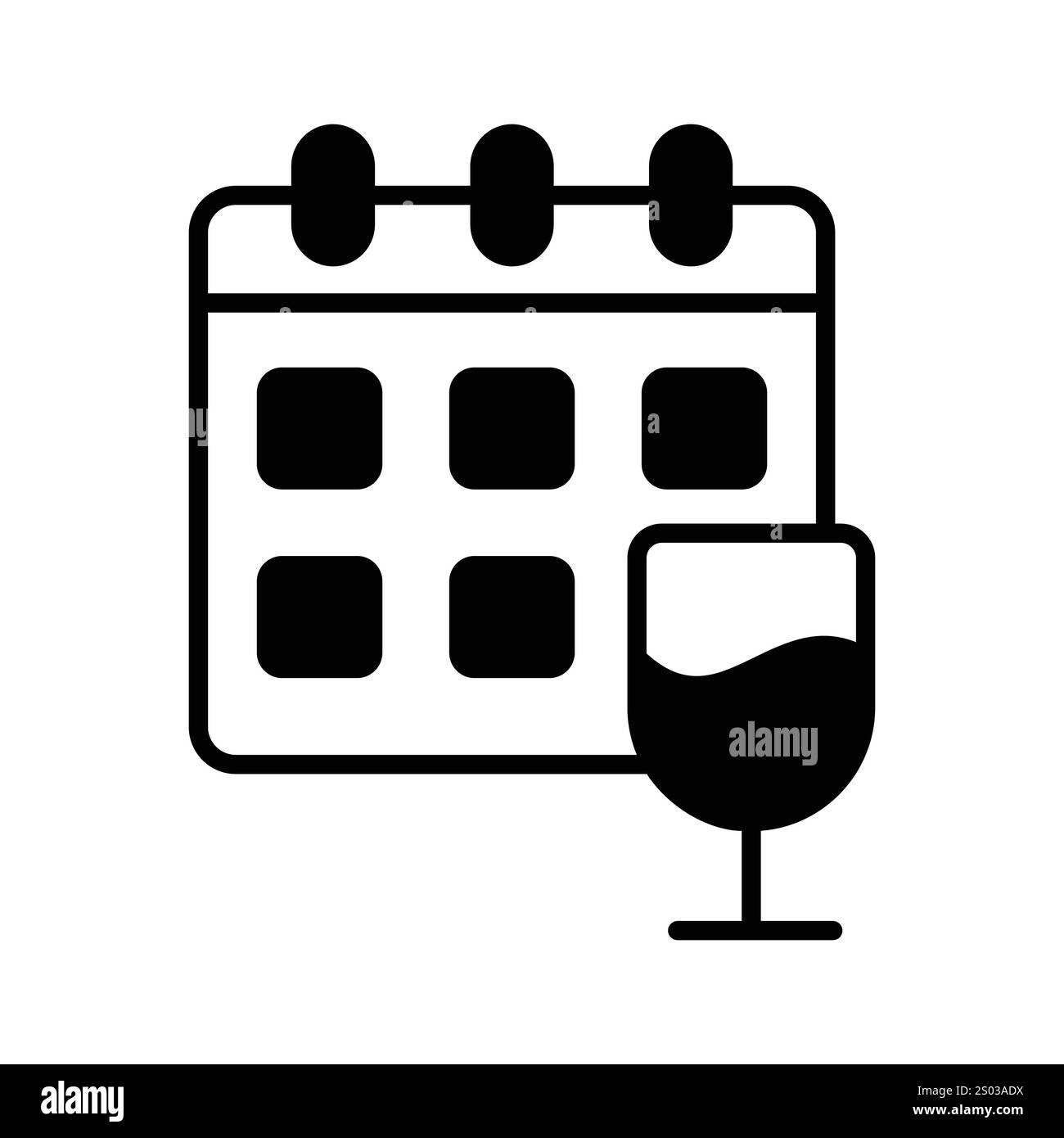 Calendar with drink glass showing concept icon of annual event vector ...