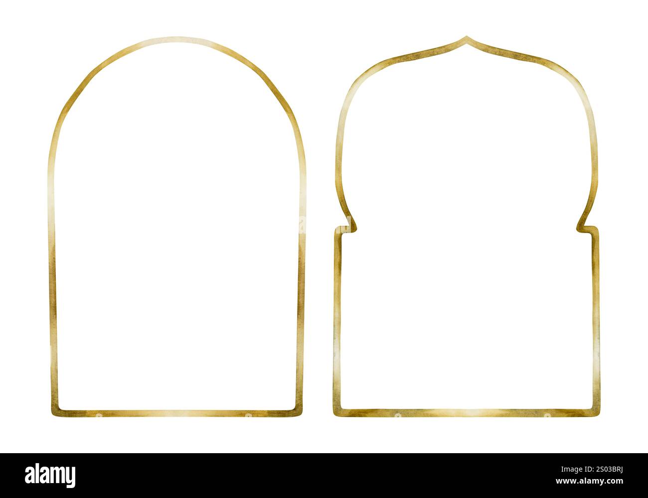 Muslim golden frames set. Islamic window or door arch, Mosque gate ...
