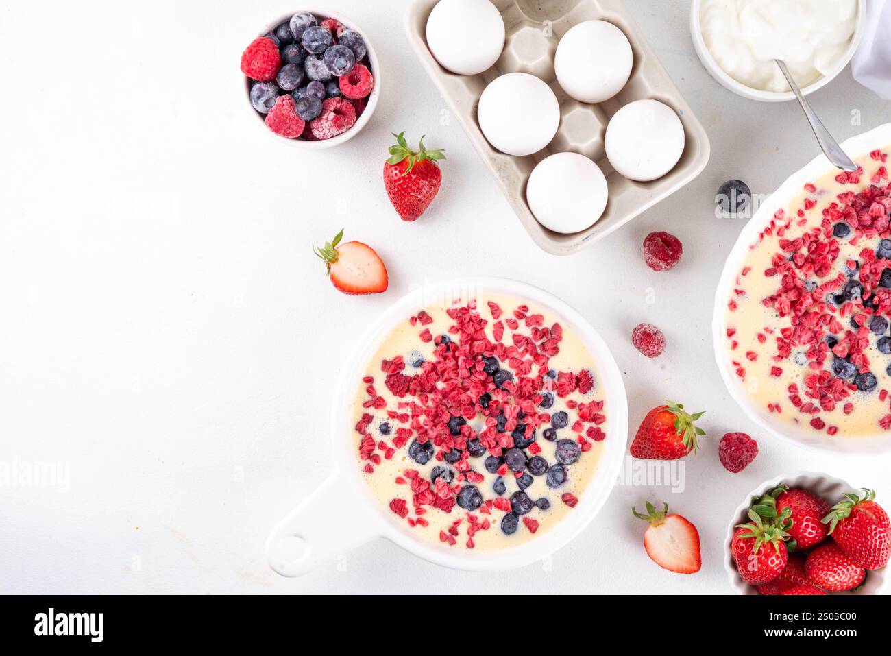 Cooking making baked yogurt healthy dessert. Woman hand cooking oven ...