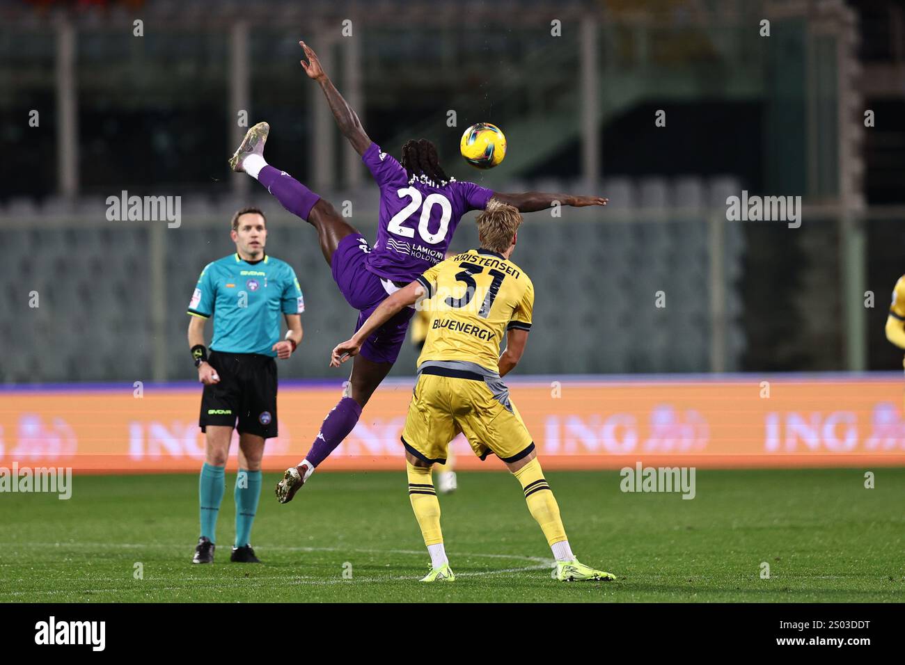 Moise Kean (Fiorentina)Thomas Kristensen (Udinese) during the Italian ...