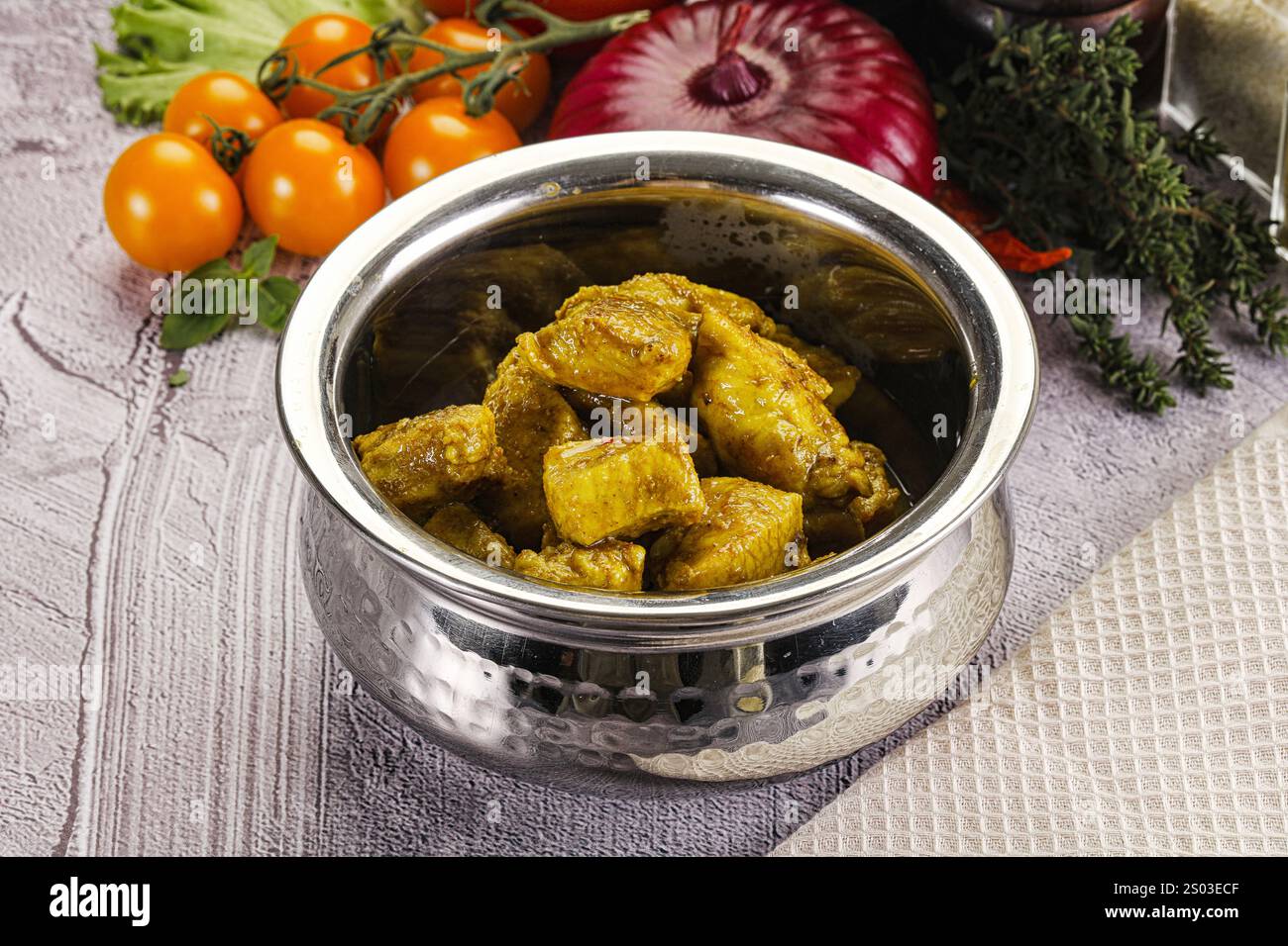 Indian cuisine curry chicken fillet with spices Stock Photo - Alamy