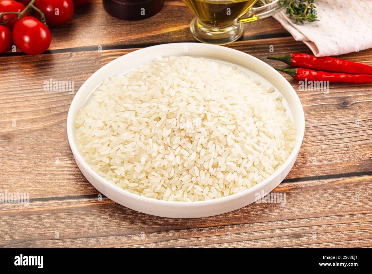Dry raw Arborio rice for risotto Stock Photo - Alamy