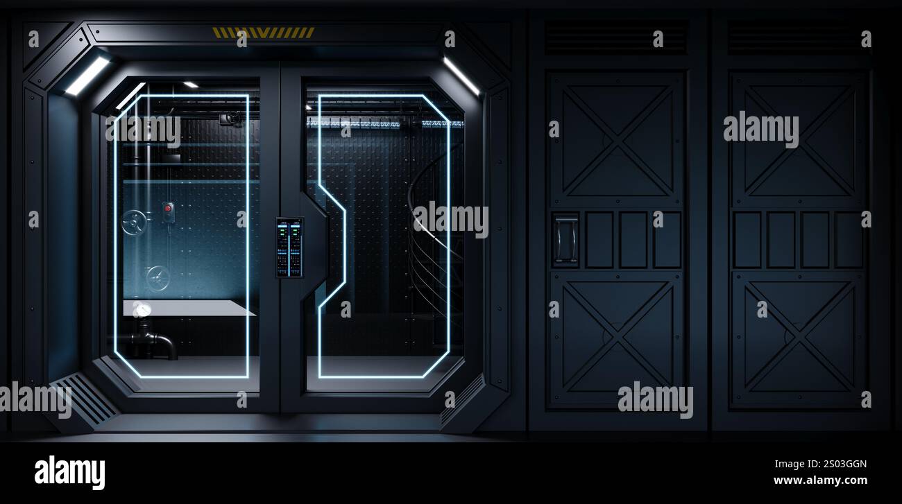 Spaceship airlock sliding door gateway Stock Photo - Alamy