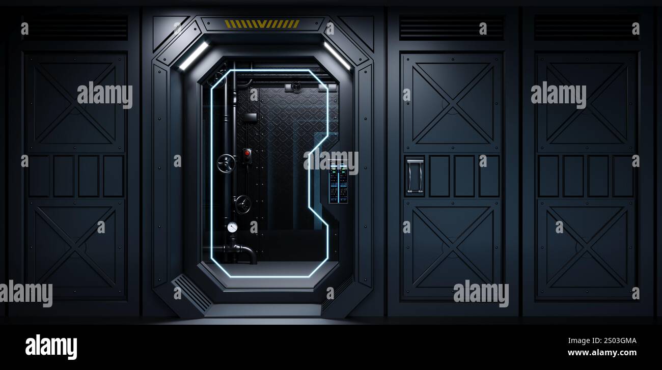 Spaceship airlock sliding door gateway Stock Photo - Alamy