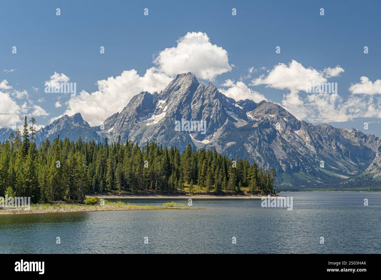 Mount Moran reflecting over the Jackson Lake along the Lakeshore Trail ...