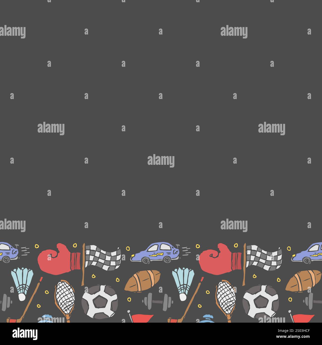 Seamless sport frame. Background with sports icons. Doodle sport ...