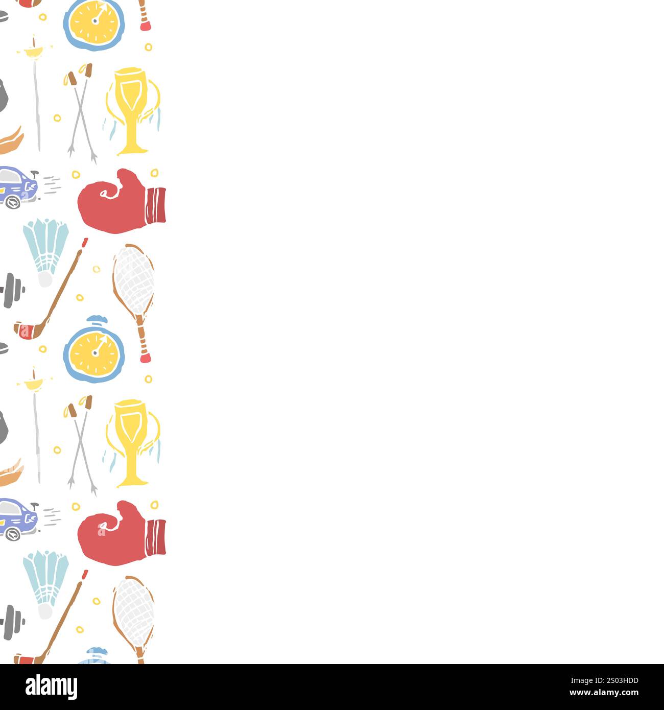 Seamless sport frame. Background with sports icons. Doodle sport ...