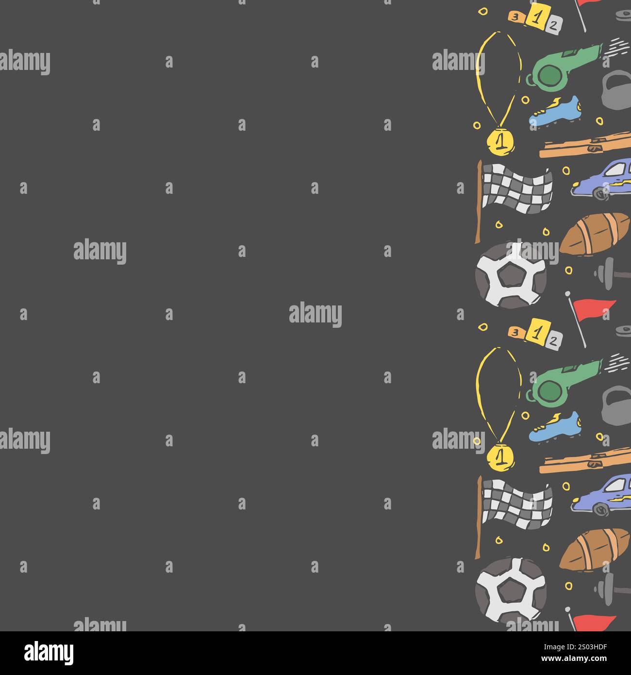 Seamless sport frame. Background with sports icons. Doodle sport ...