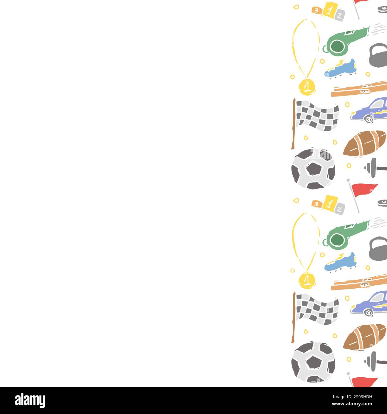 Seamless sport frame. Background with sports icons. Doodle sport ...