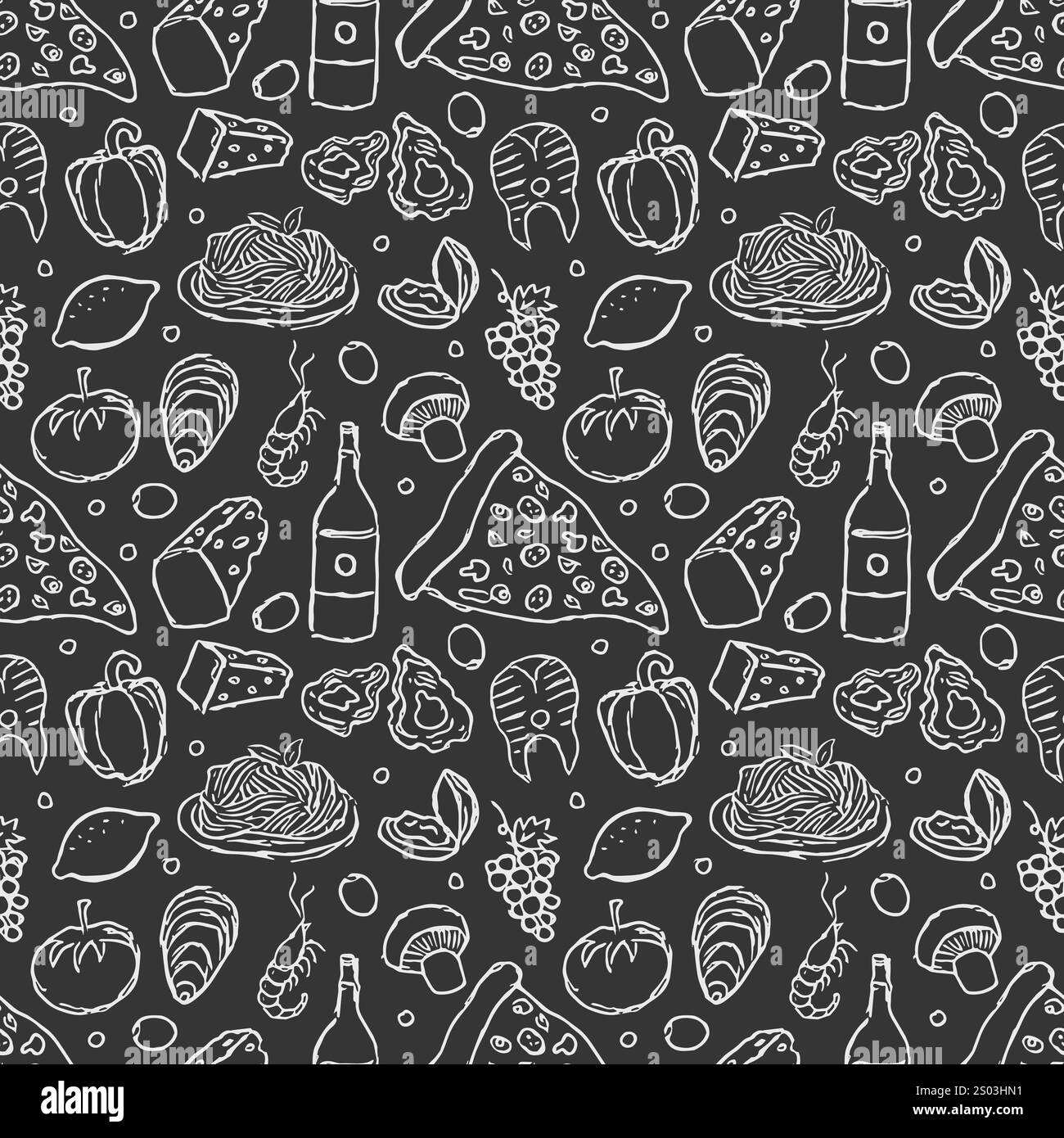 Italian food pattern. Seamless italian food background Stock Photo - Alamy