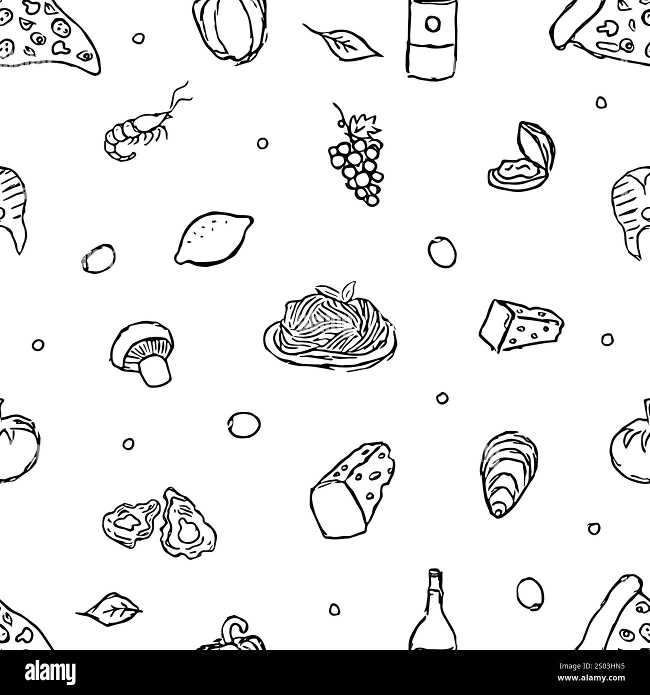 Italian food pattern. Seamless italian food background Stock Photo - Alamy