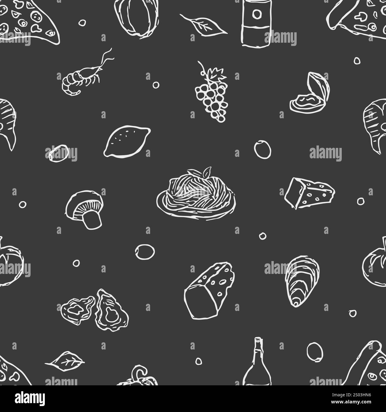 Italian food pattern. Seamless italian food background Stock Photo - Alamy