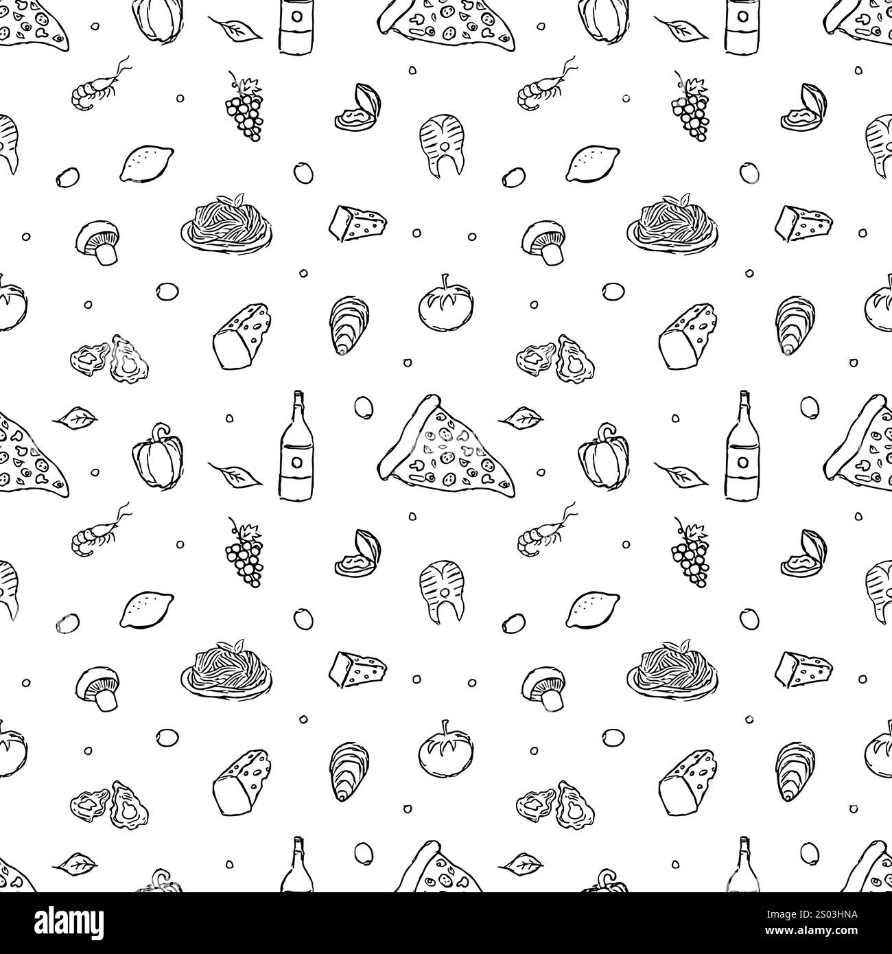 Italian food pattern. Seamless italian food background Stock Photo - Alamy