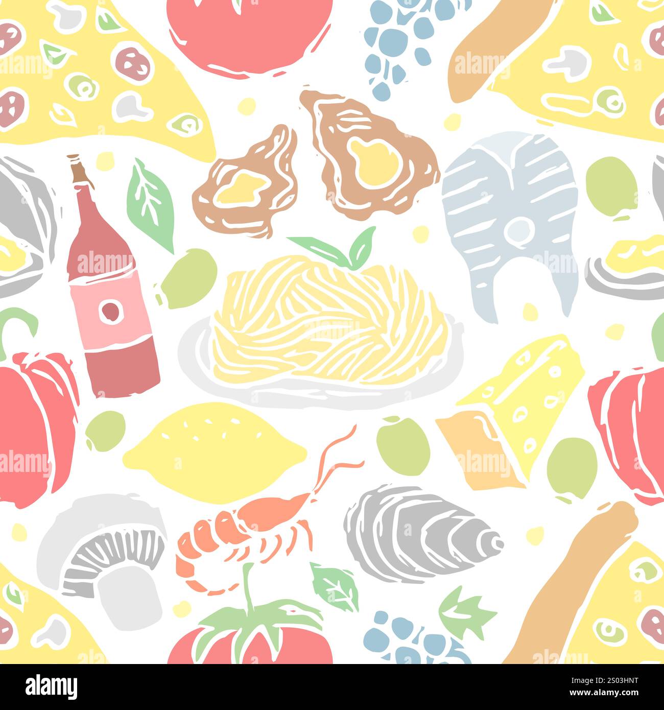Italian food pattern. Seamless italian food background Stock Photo - Alamy