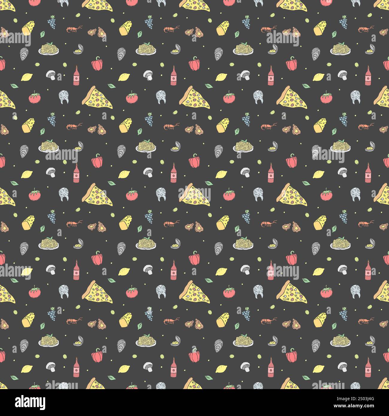 Italian food pattern. Seamless italian food background Stock Photo - Alamy