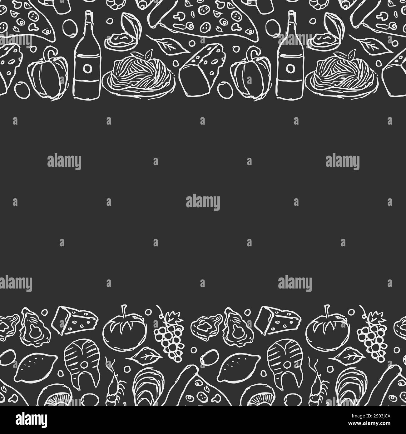 Italian food frame with place for text. Doodle italian food background ...