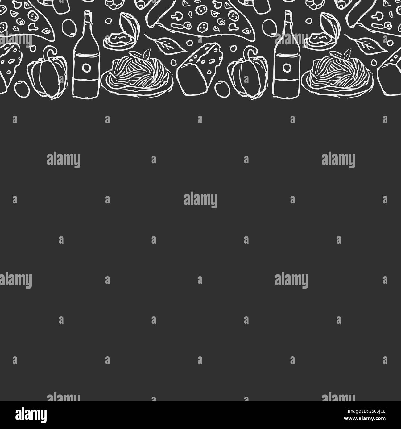 Italian food frame with place for text. Doodle italian food background ...