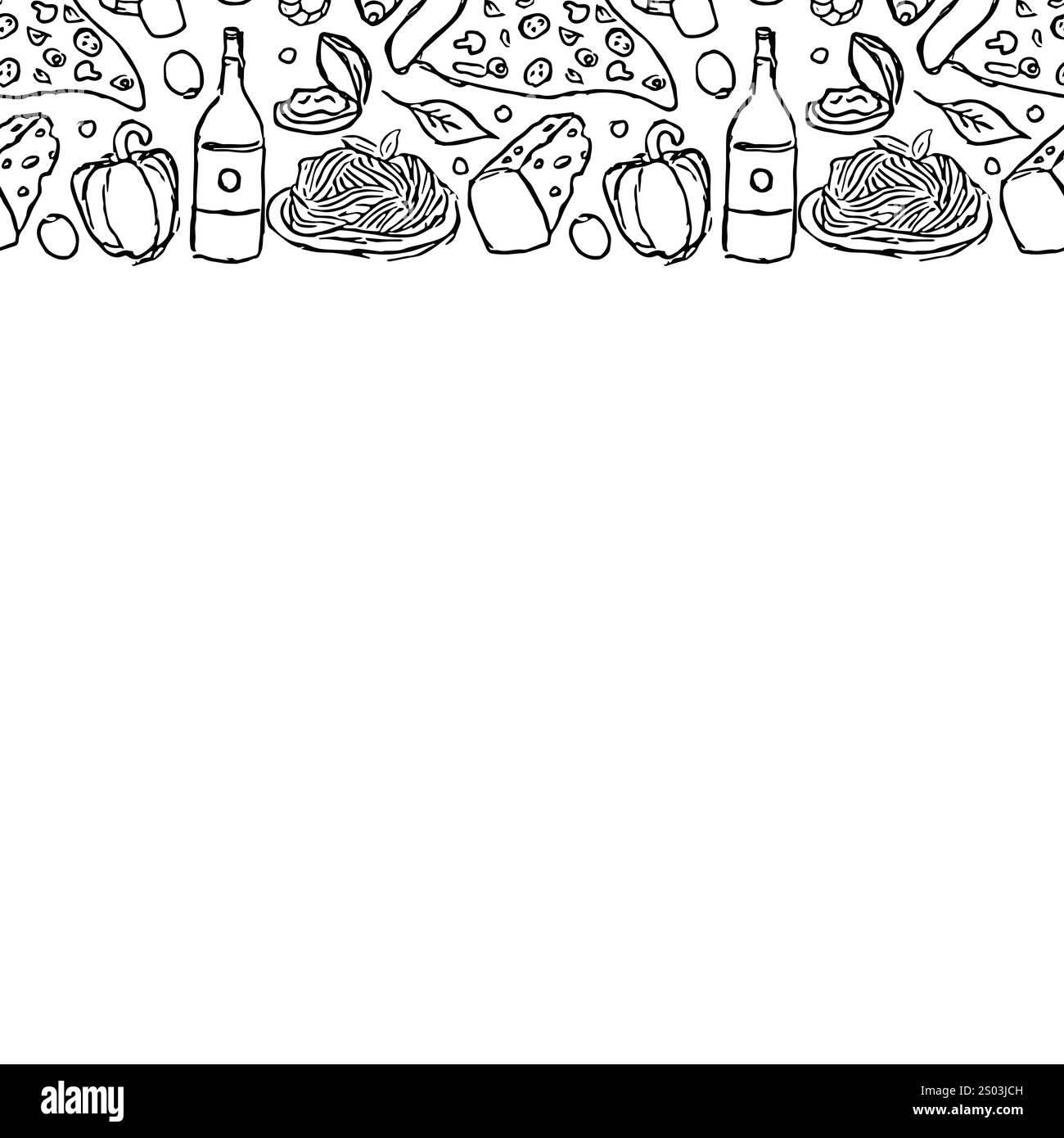 Italian food frame with place for text. Doodle italian food background ...