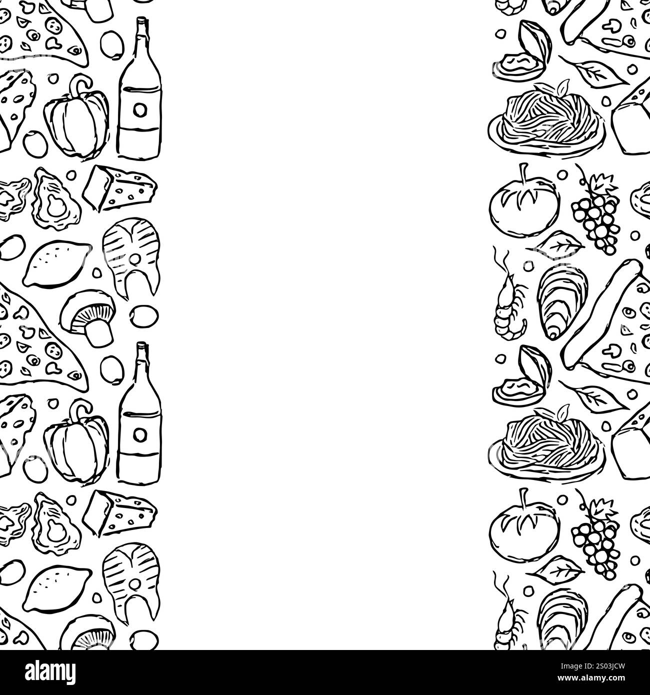 Italian food frame with place for text. Doodle italian food background ...