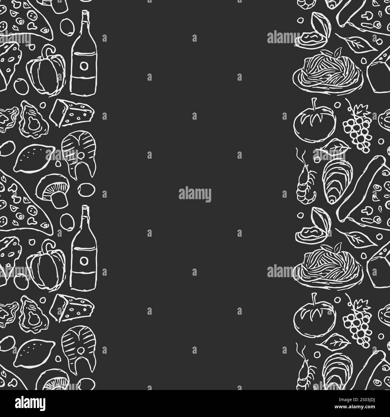 Italian food frame with place for text. Doodle italian food background ...