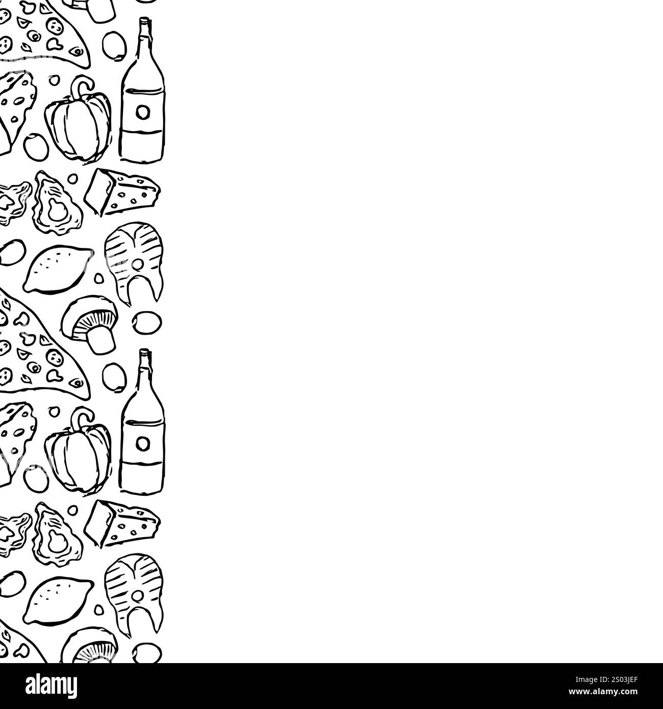 Italian food frame with place for text. Doodle italian food background ...