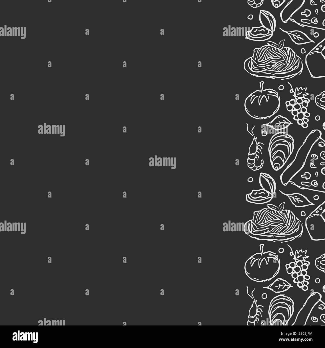 Italian food frame with place for text. Doodle italian food background ...