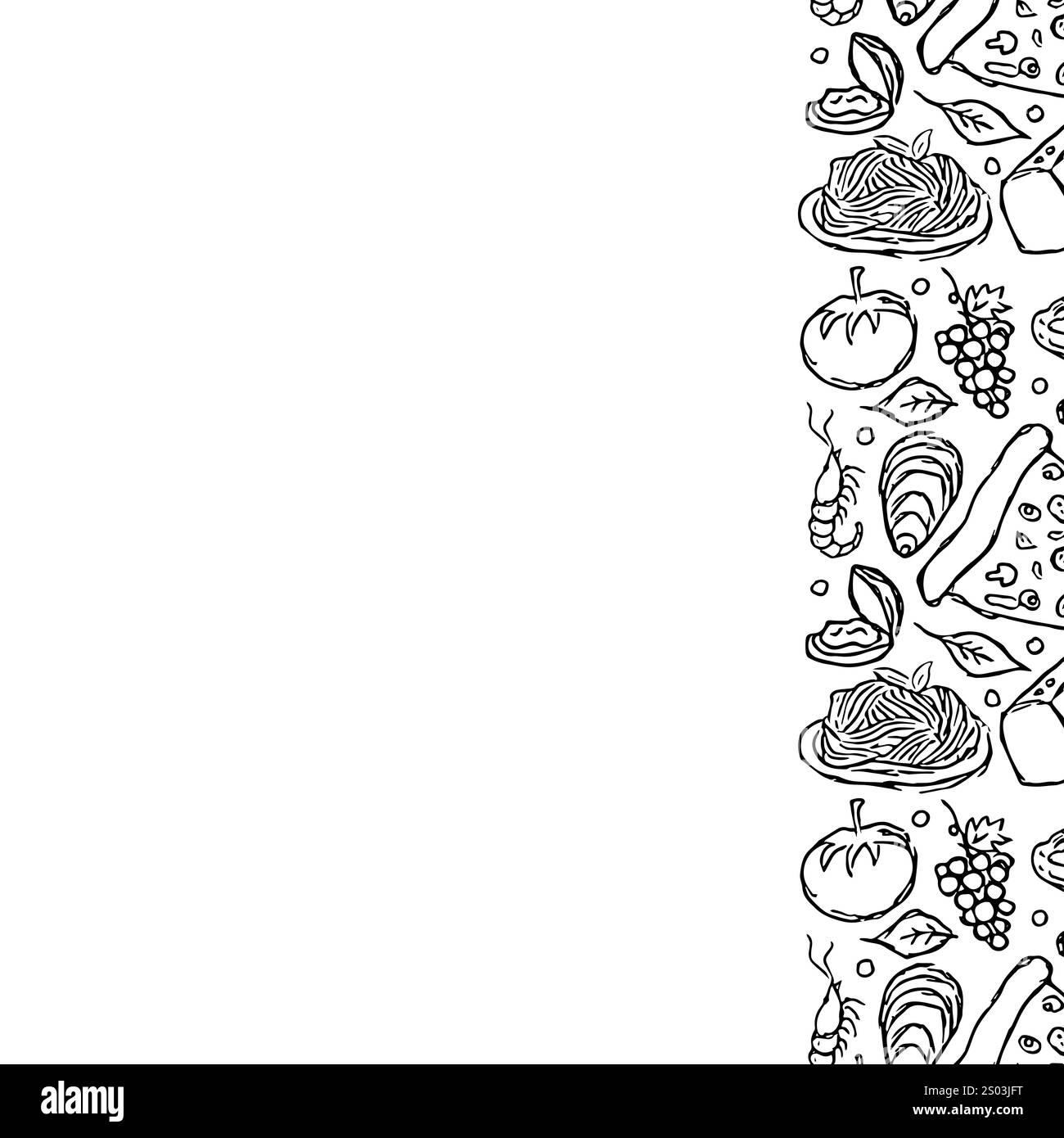 Italian food frame with place for text. Doodle italian food background ...