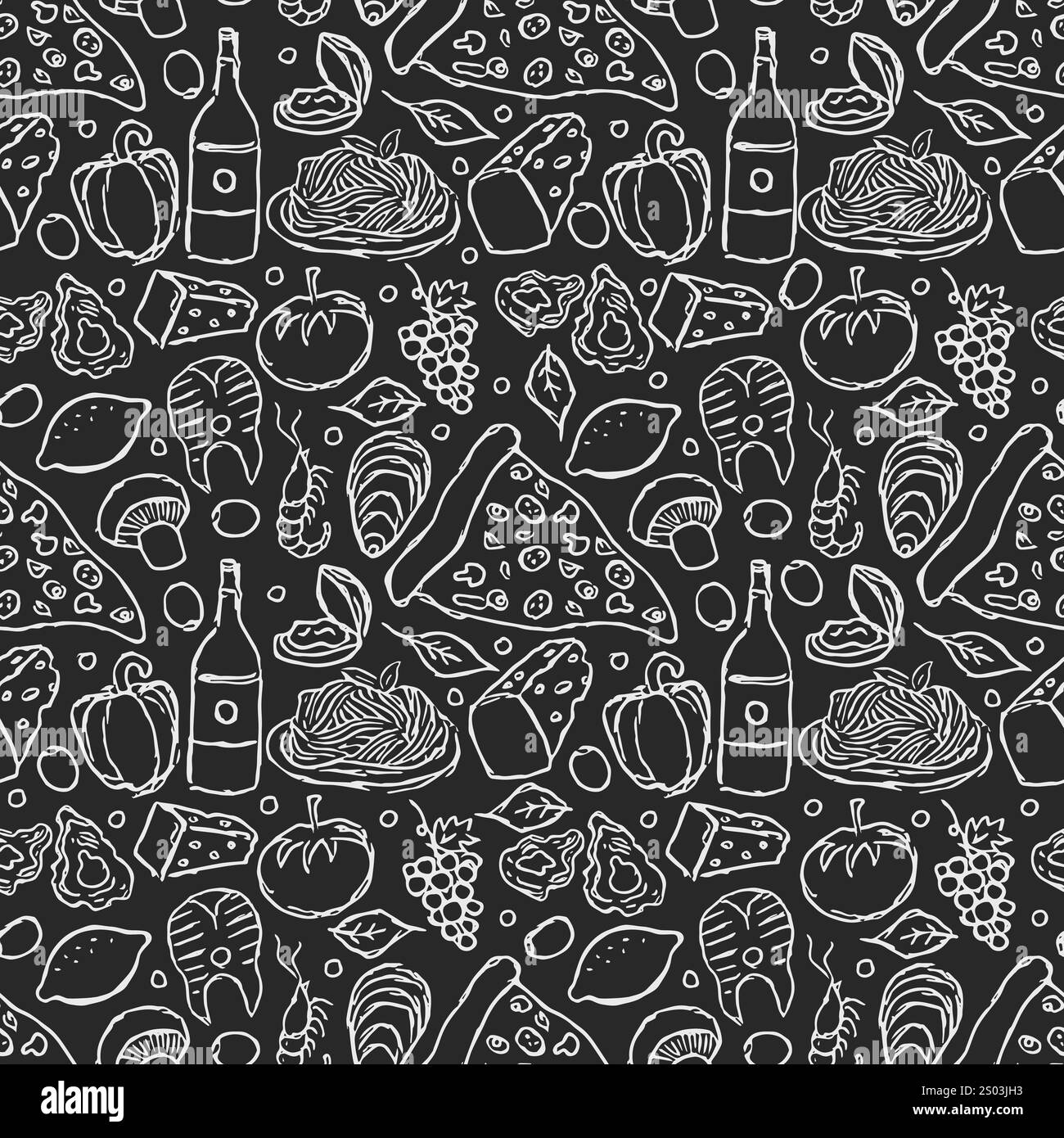 Italian food pattern. Seamless italian food background Stock Photo - Alamy