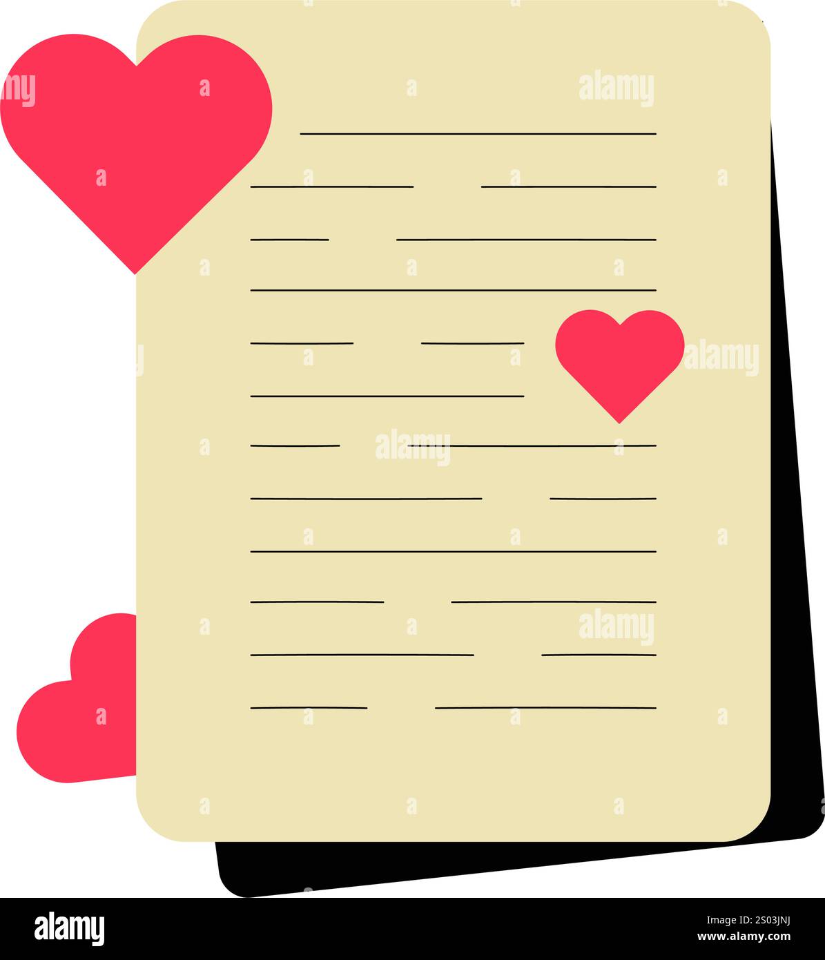 Love Letter With Red Hearts In Flat Vector Illustration Symbolizing ...
