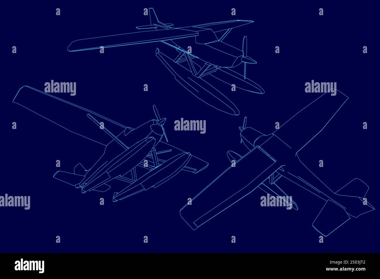 Contour plane set vector illustration. Landing on water Stock Vector ...