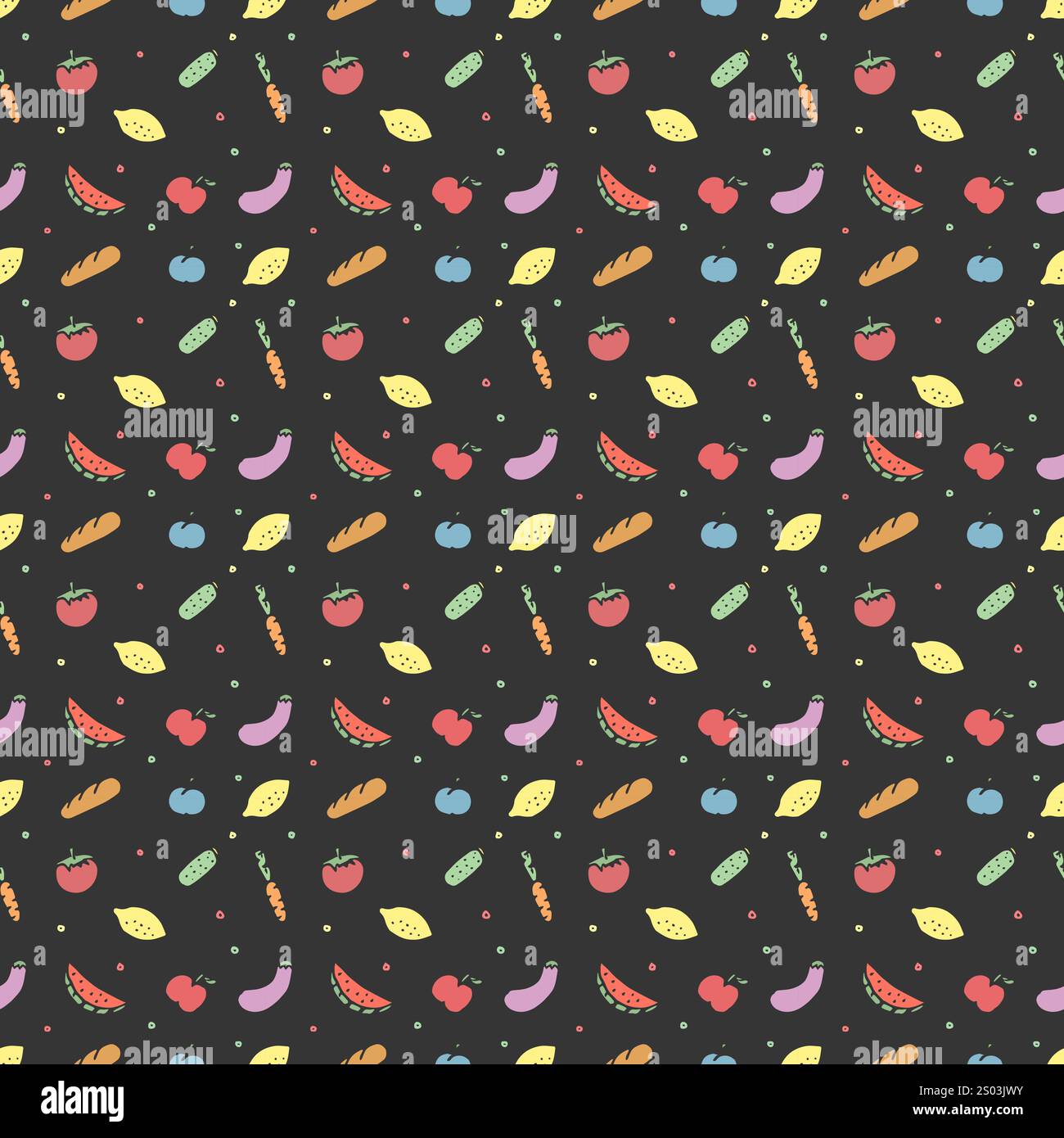 seamless pattern with food icons. Doodle seamless food background Stock ...