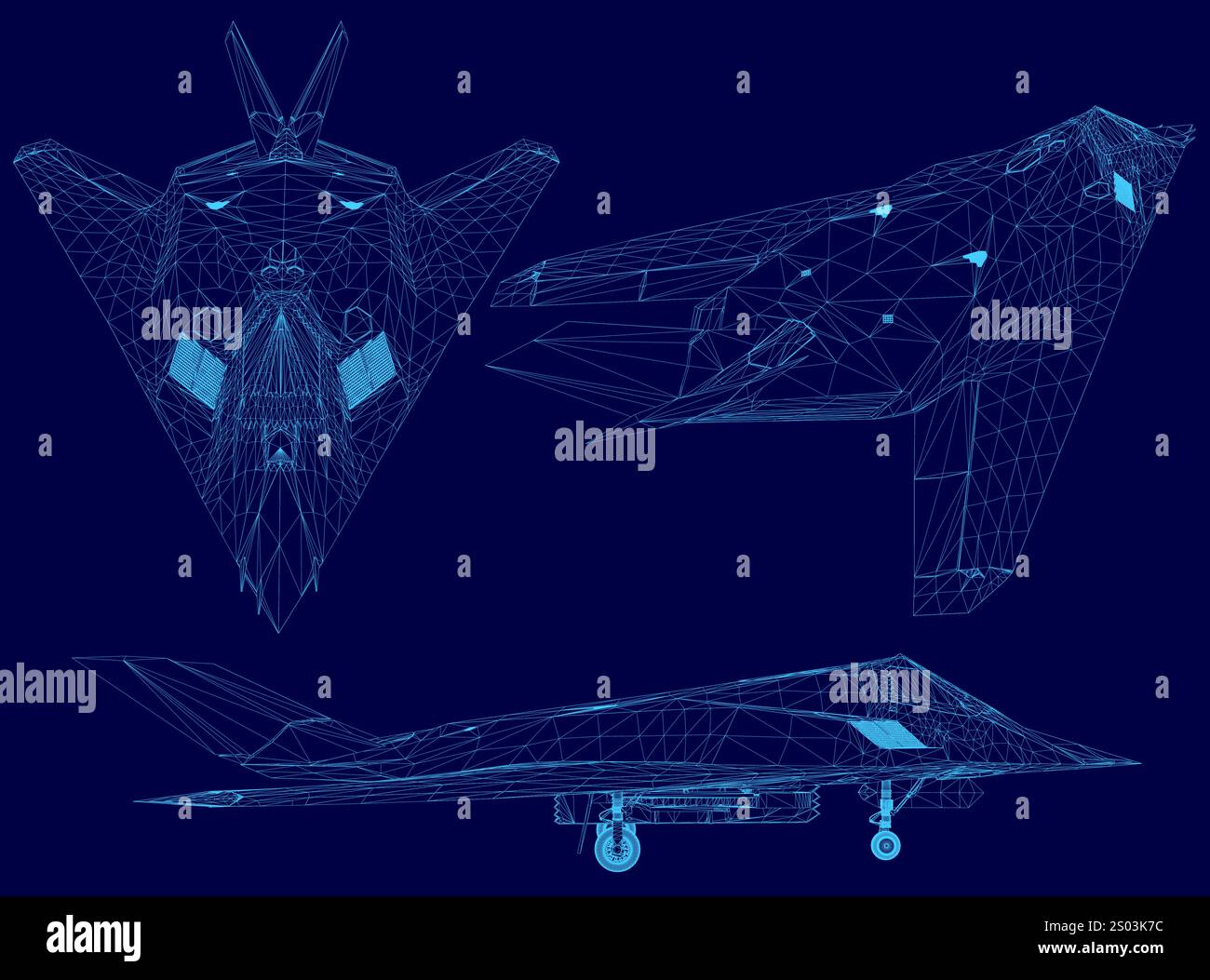 Blue image of a plane with a blue background. The plane is shown in ...
