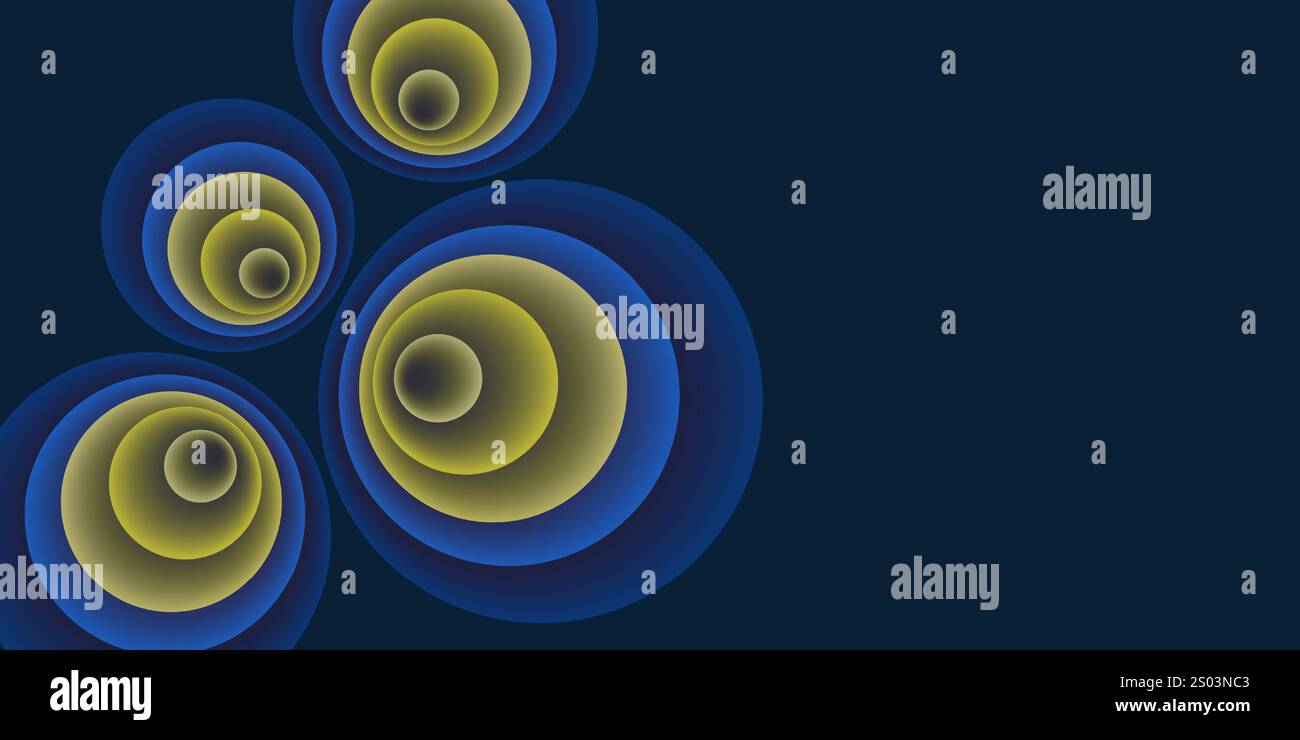 Abstract Blue and Yellow 3D Spiralling, Funnel, Concentric Circles Pattern - Perspective ...