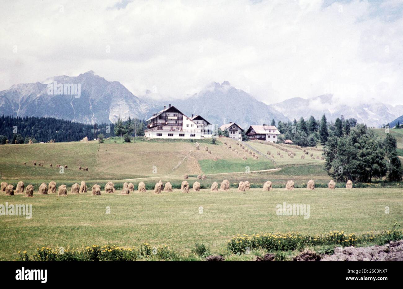 Traditional rural Alpine architecture of building in village of Seefeld ...