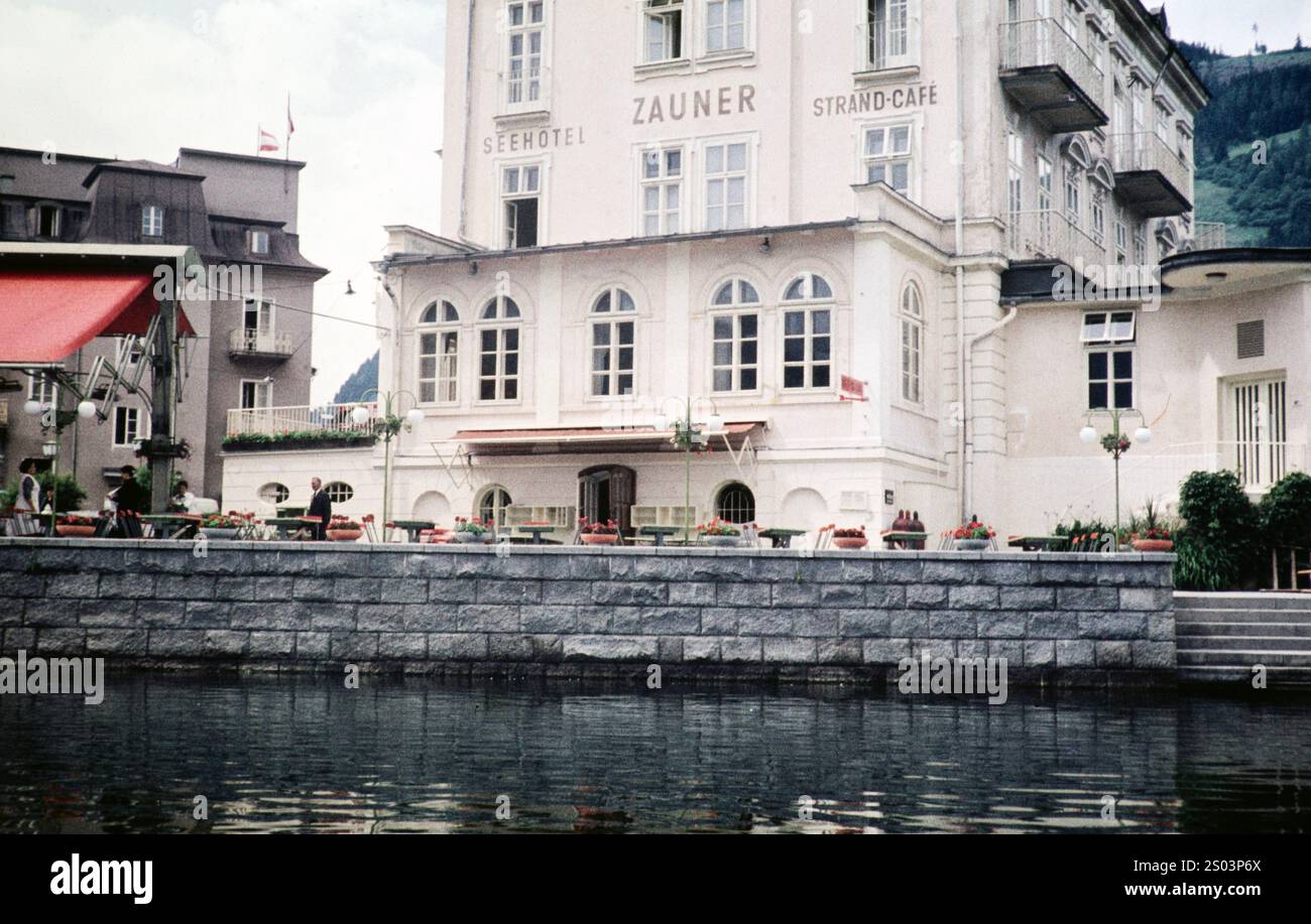 Lakeside Hotel cafe Zauner, Zell am See, Austria, Europe 1960 Stock ...