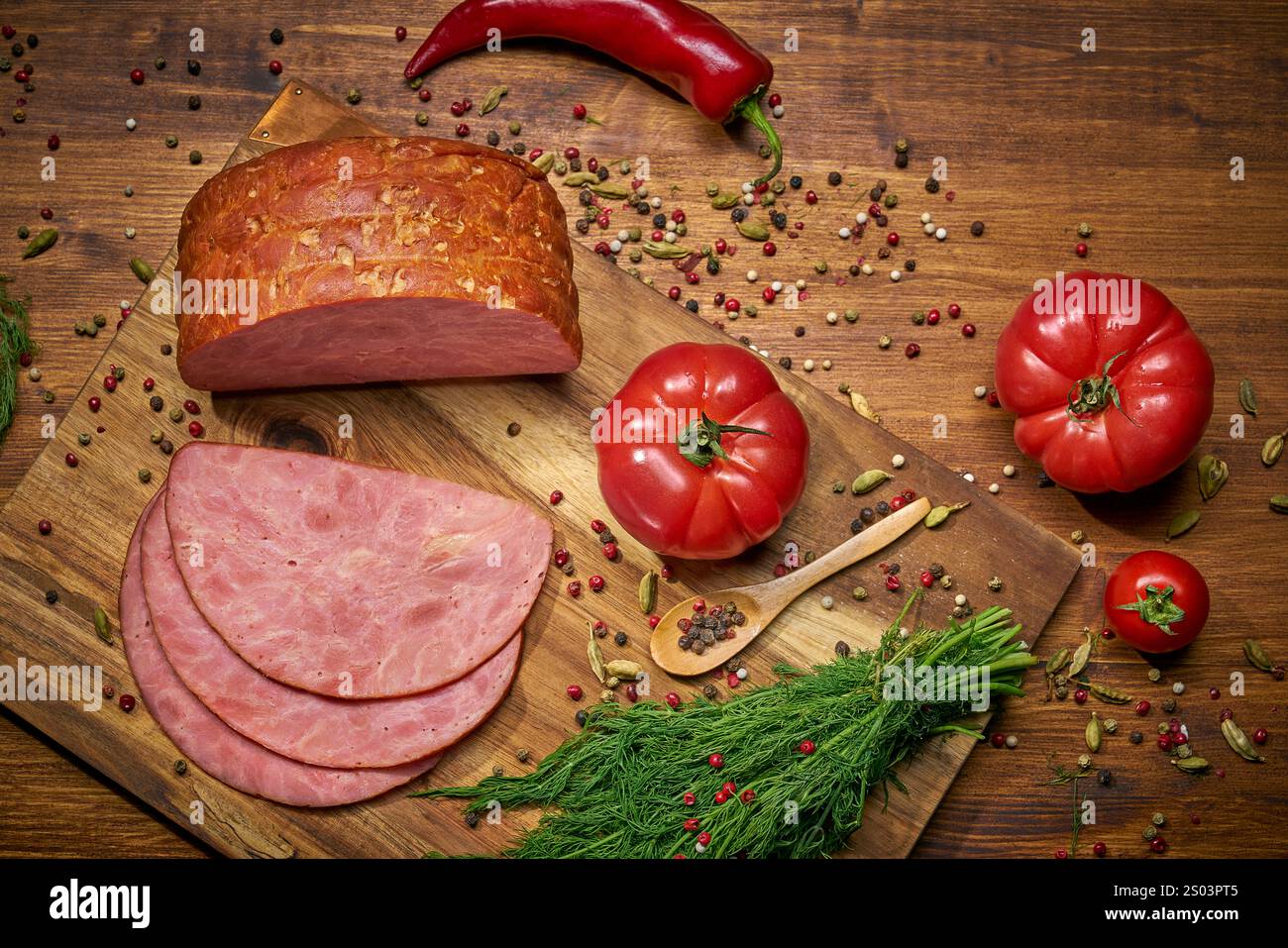 Still life photo of sliced turkey ham Stock Photo - Alamy